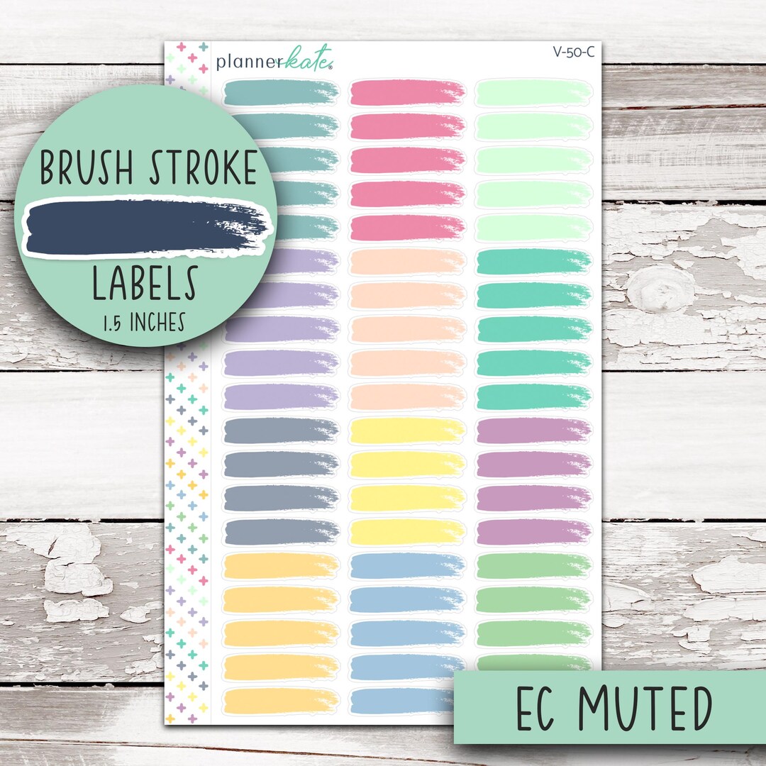 V-50-C || Brush Stroke Labels for 7x9 Planners - EC Muted - Etsy