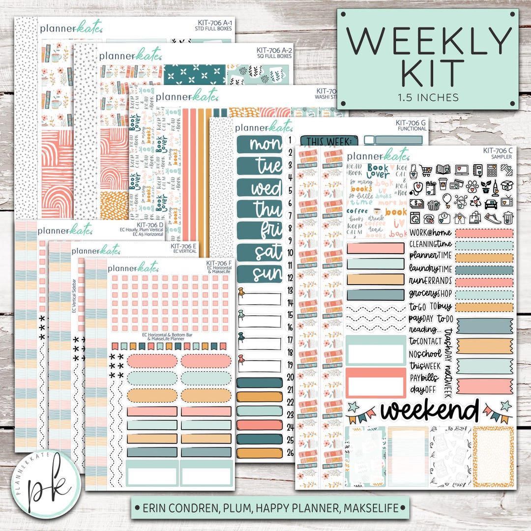 KIT-706 WEEKLY || "more Books" - Weekly Kit Planner Stickers - Etsy