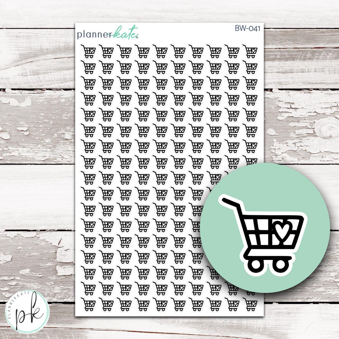 BW-41 || SHOPPING CART Icon Stickers - Etsy