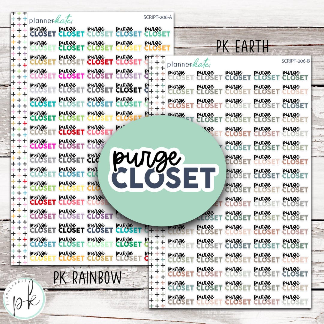 SCRIPT-206 || PURGE CLOSET Mixed Script Stickers - Etsy
