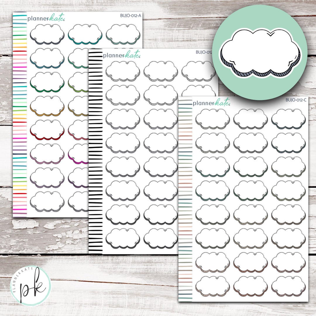 BUJO-011 || CLOUD LABEL Doodle Planner Stickers - Etsy