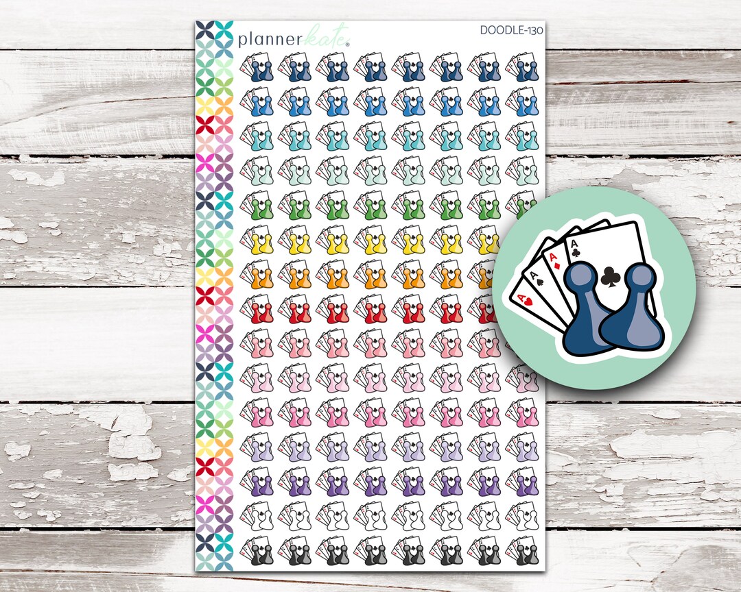 DOODLE-130 || Game Night / Cards Doodle Stickers - Etsy