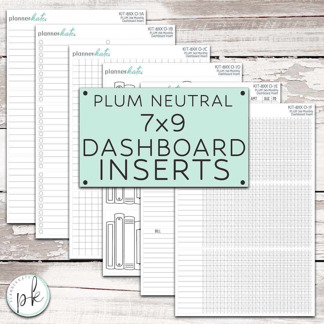 KIT-8XX O - PLUM 7x9 Monthly || Neutral Dashboard Bottom Box Insert - Etsy