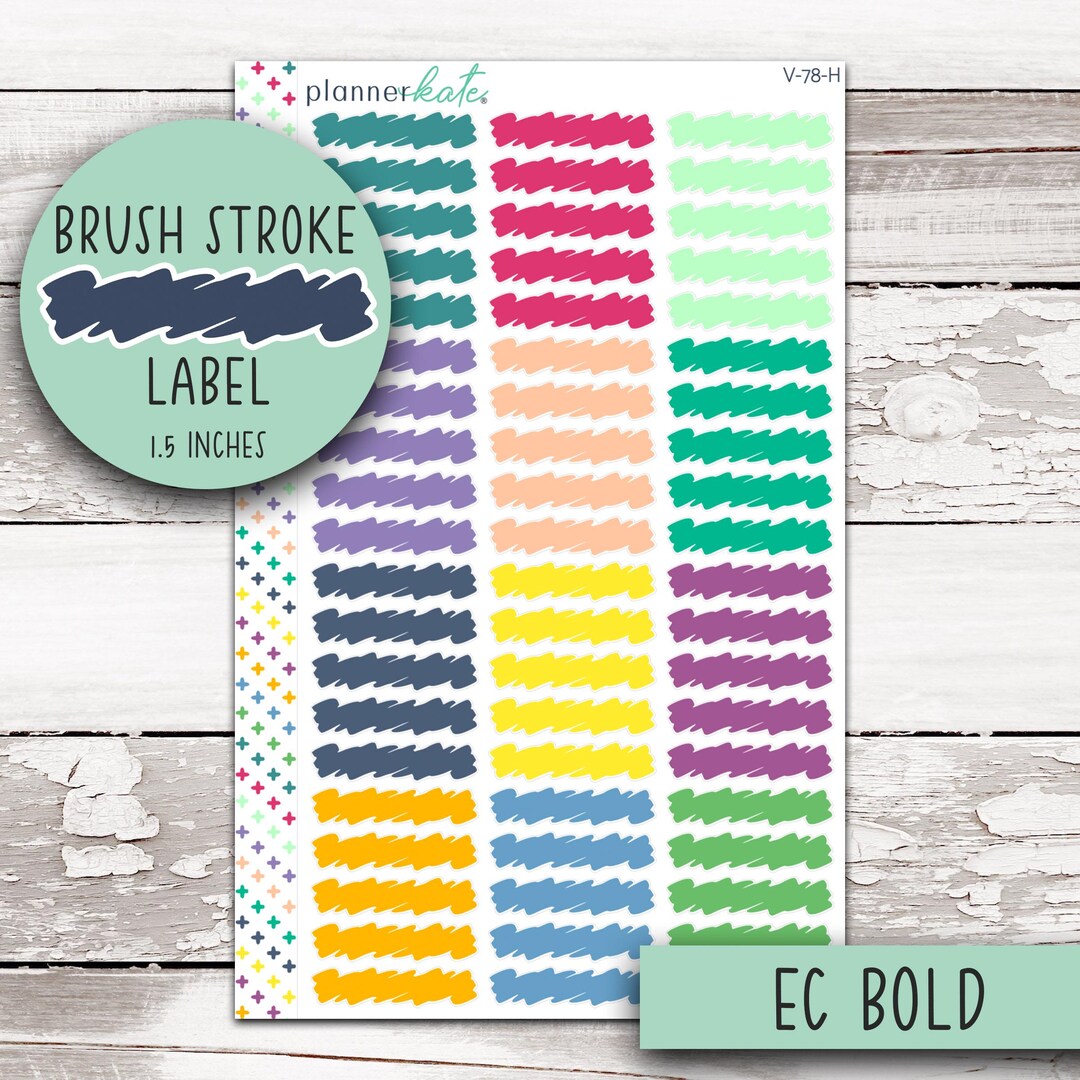 V-78 || Brush Stroke Labels for 7x9 Planner - EC Bold - Etsy