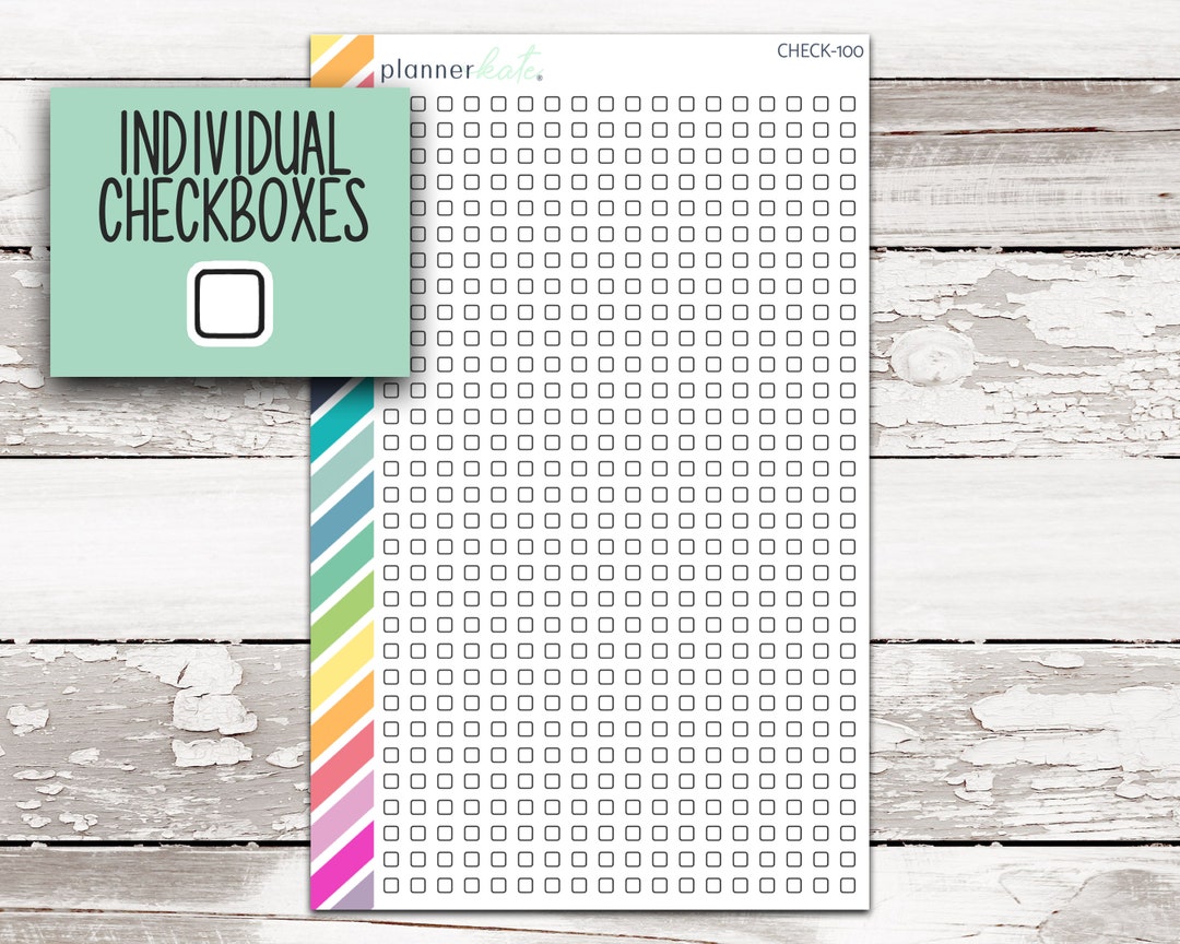 CHECK-100 || INDIVIDUAL CHECKBOXES Planner Stickers - Etsy