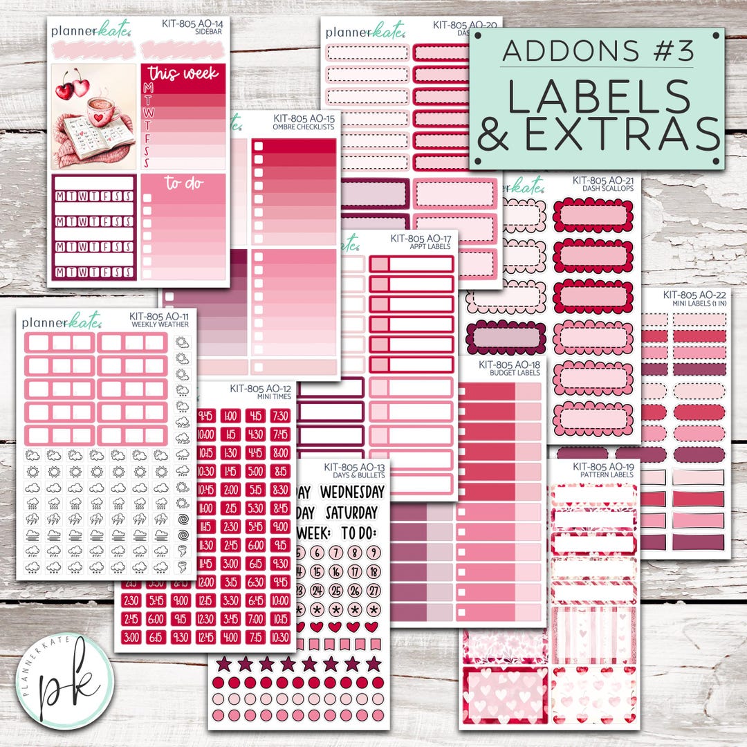 KIT-805 ADD ONS #3 || "cherry Crush" Kit Add Ons - Labels / Extras - Etsy
