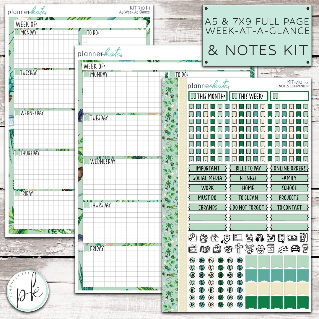 50% Off! KIT-710 I || "green Corner" Week-at-a-glance / Notes Companion ...