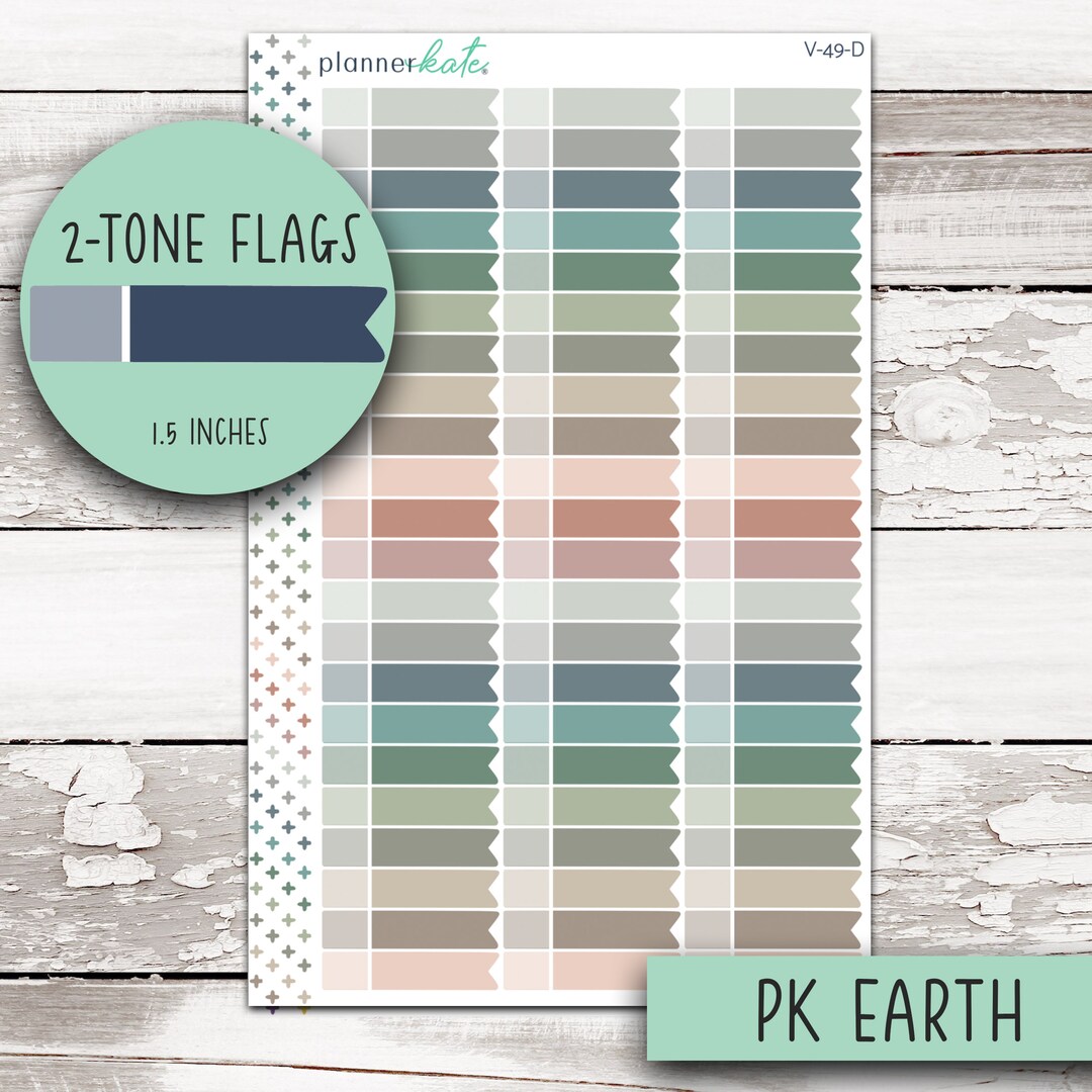 Two Tone Flag Labels for 7x9 Planners - PK Earth || V-49 - Etsy