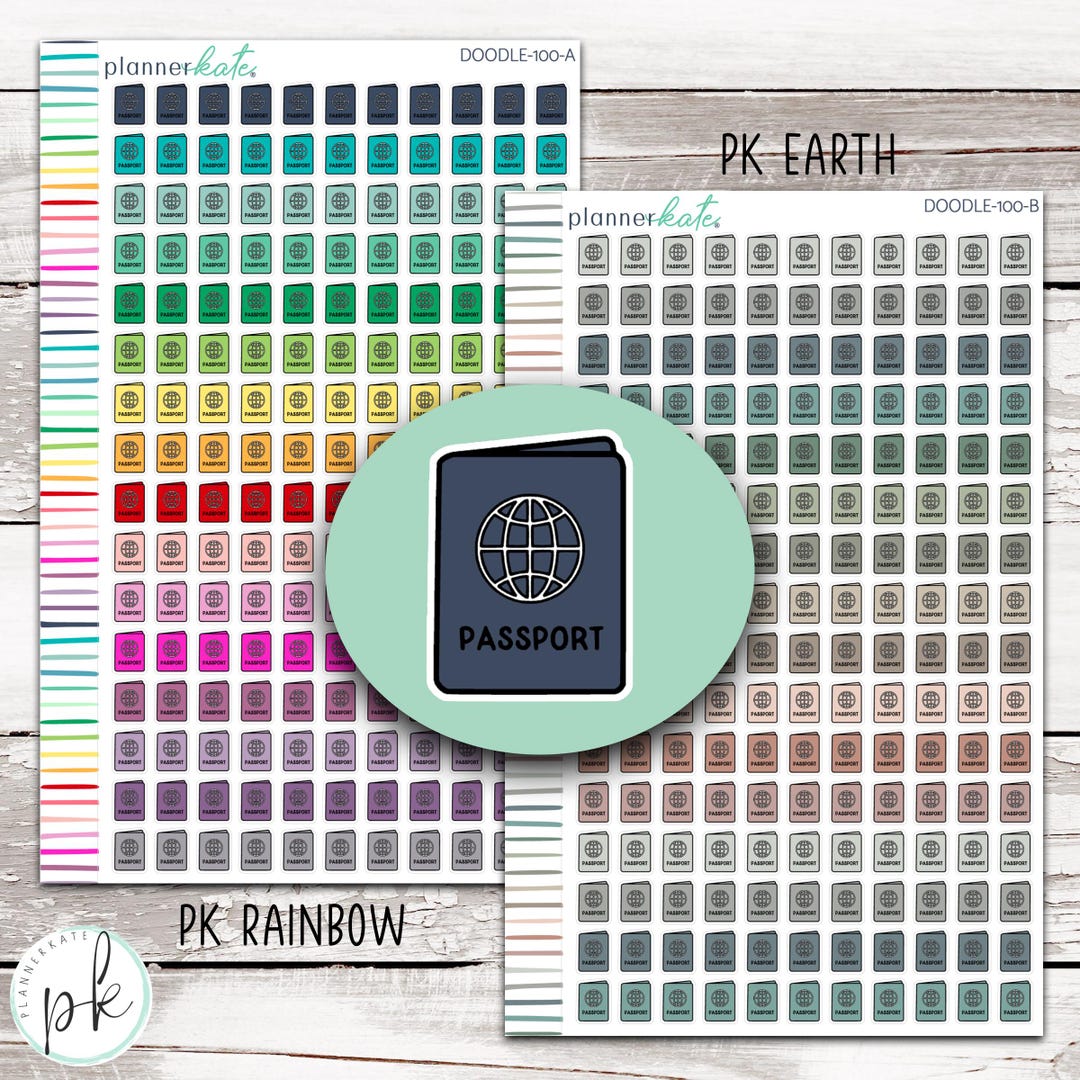 DOODLE-100 || PASSPORT Planner Stickers - Etsy