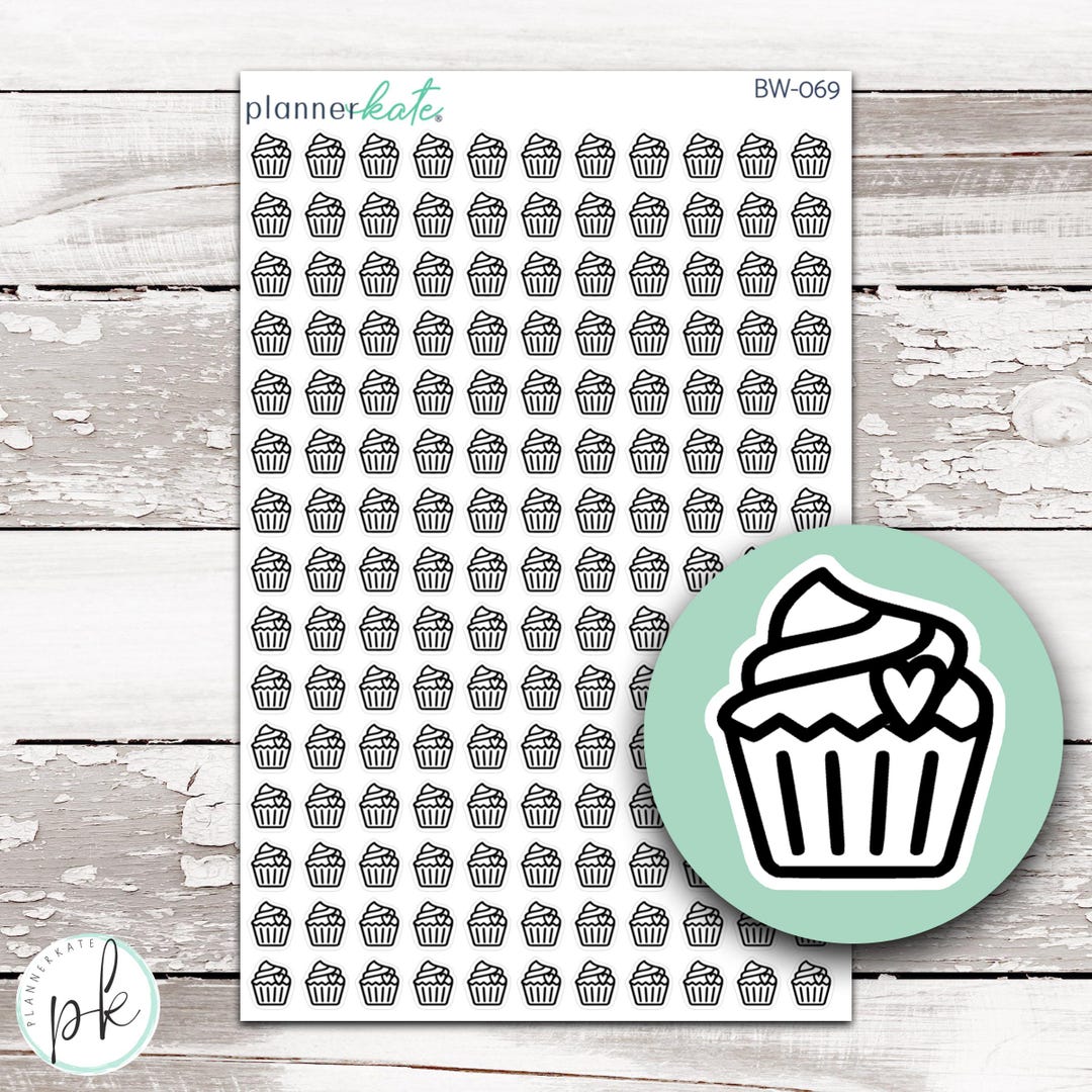 BW-69 || CUPCAKE Icon Sticker - Etsy
