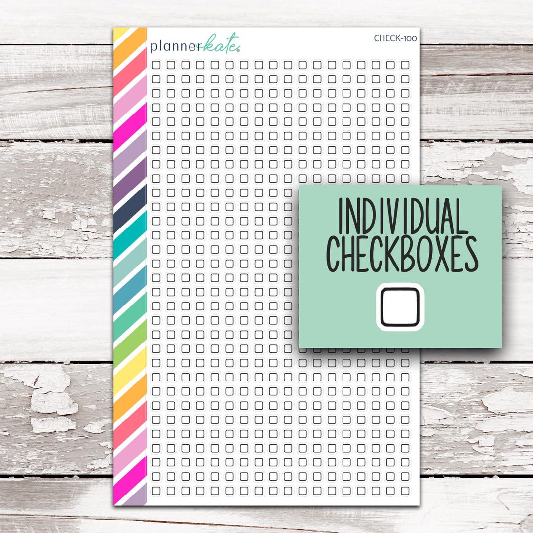 Check 100 Individual Checkboxes Planner Stickers Etsy