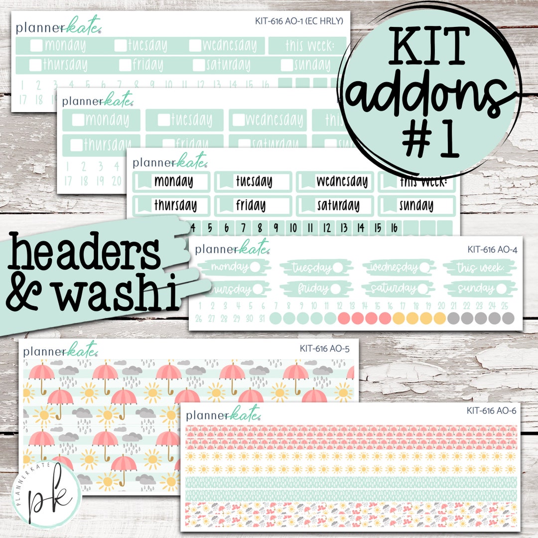 KIT-616 Add Ons 1 raindrops & Sunshine Kit Add Ons Headers / Washi - Etsy