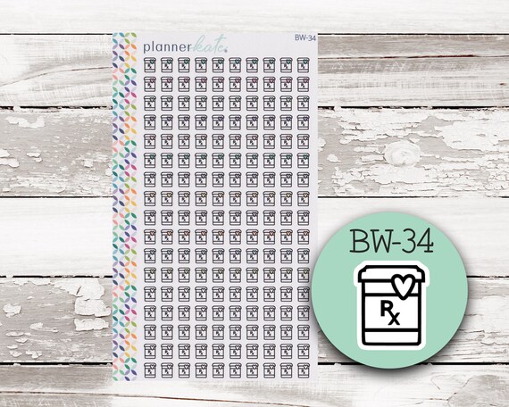 BW-34 RX BOTTLE Icon Sticker script / Prescription - Etsy