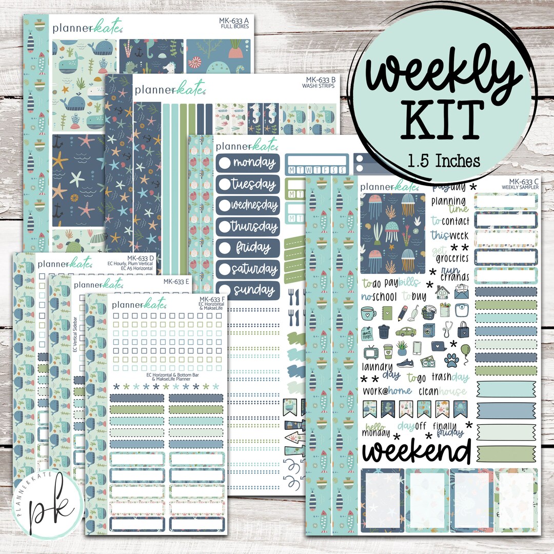 MK-633 WEEKLY under the Sea Weekly Kit Planner Stickers - Etsy