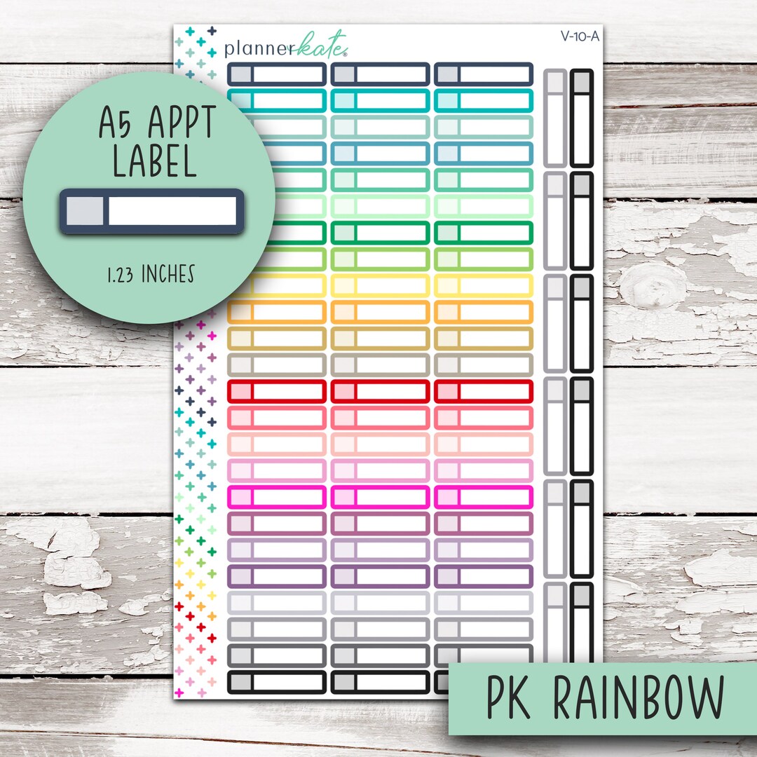A5 Monthly Appt Labels for Planner PK Rainbow V-10 - Etsy