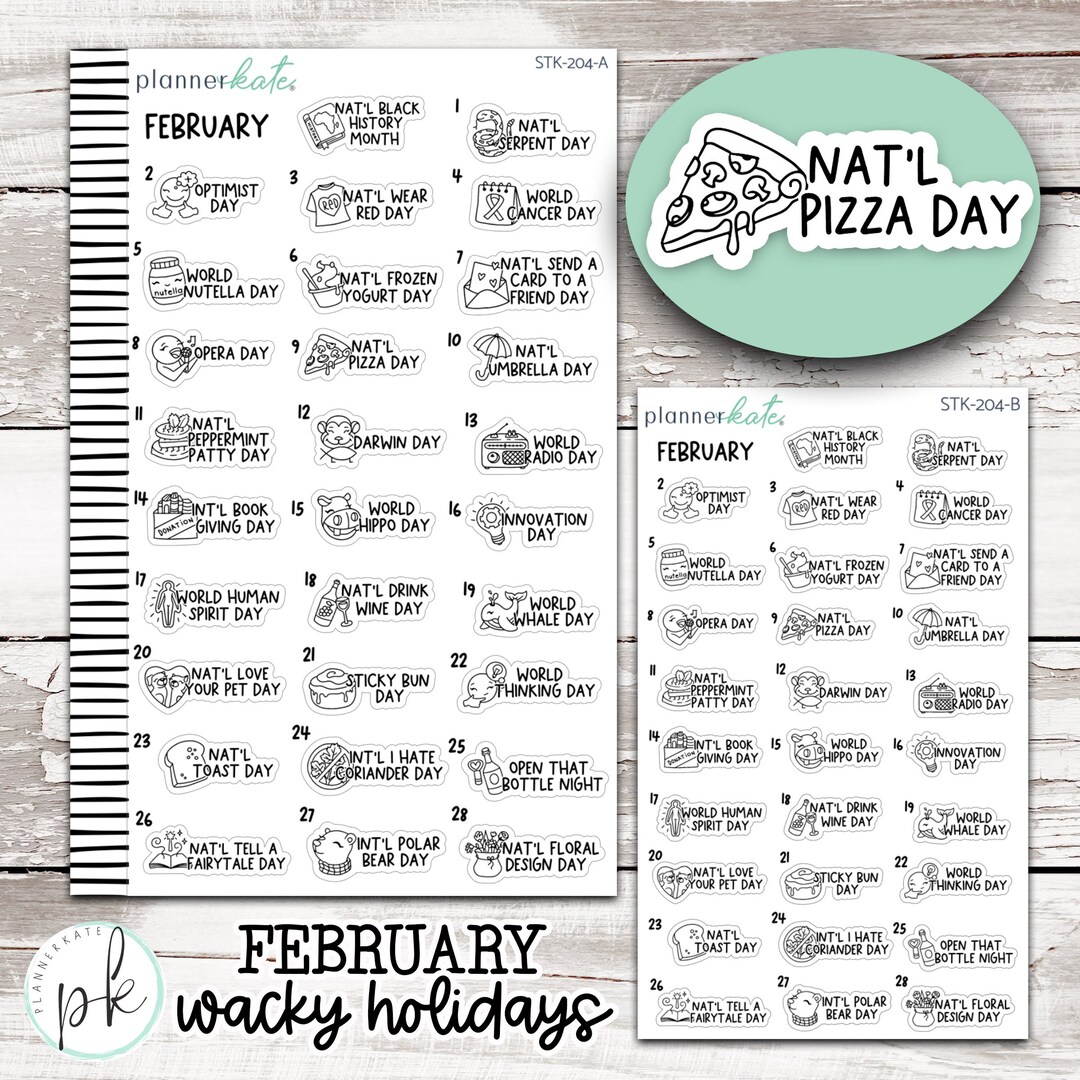 February Wacky Holidays - Neutral | STK-204 - Etsy