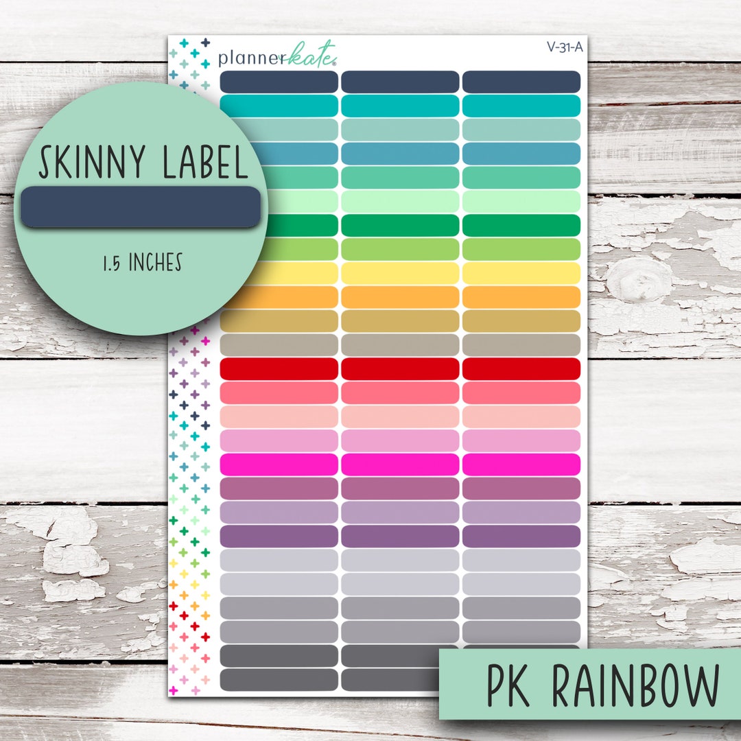 Solid Skinny Labels for 7x9 Planner PK Rainbow V-31 - Etsy