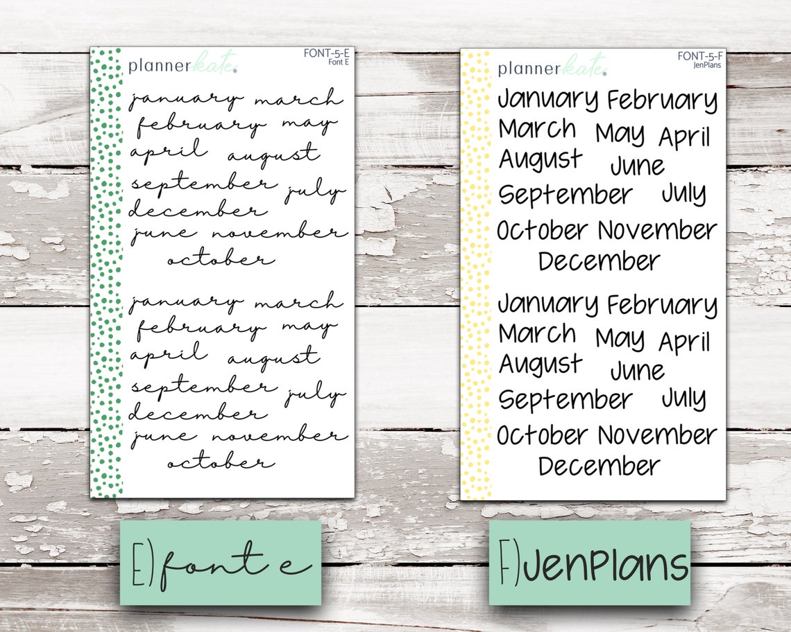 FONT-5 MONTHS Scripts large 12 Font Options - Etsy