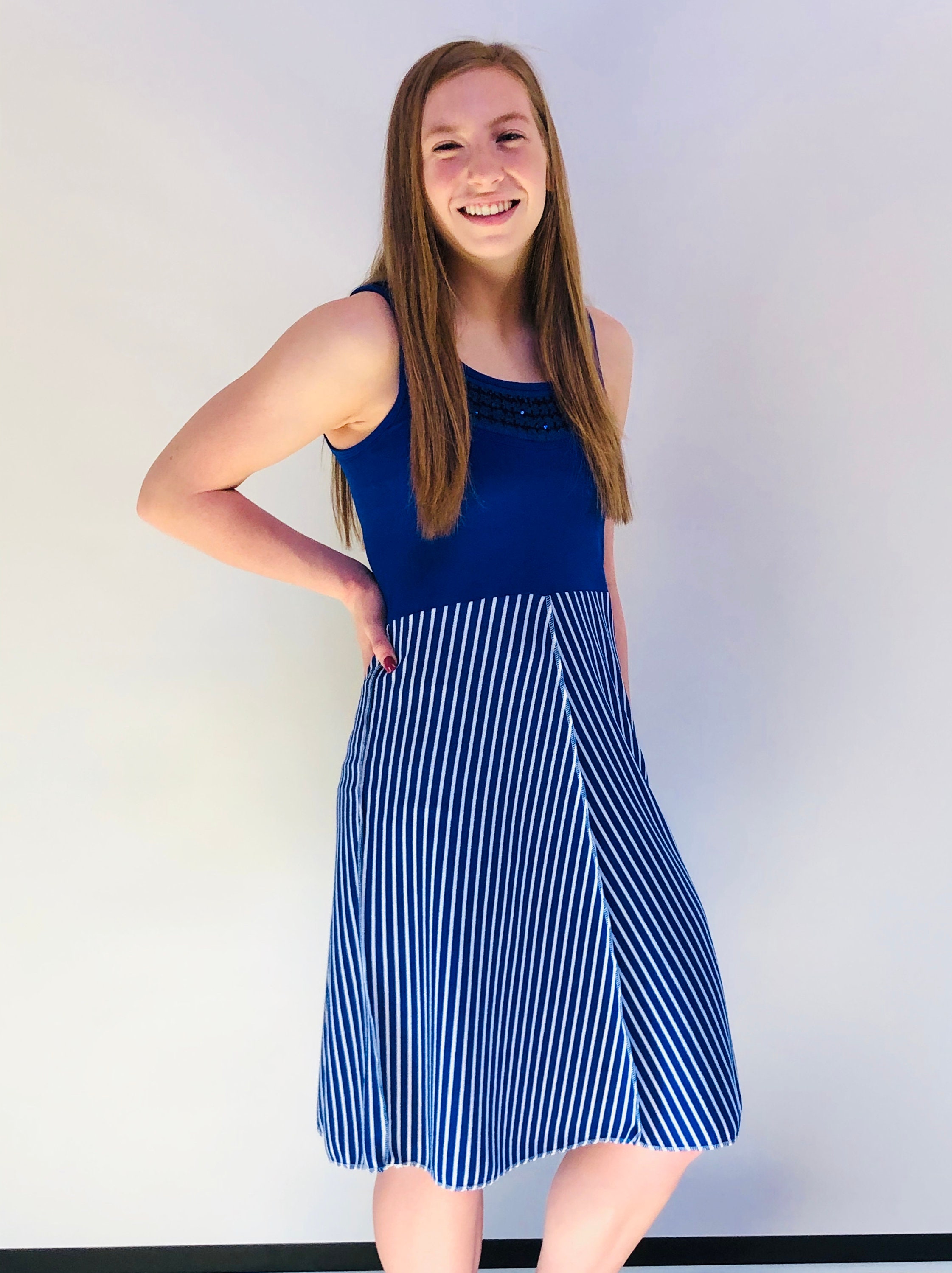 Size Small Women's Royal Blue Sundress With Beaded Tank & - Etsy
