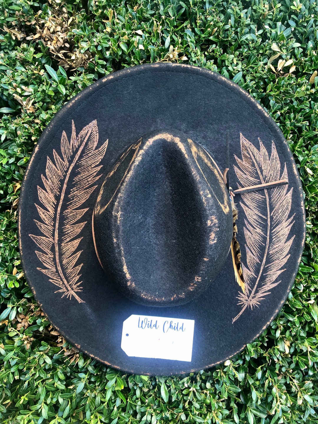 Rustic Feathers Handmade Custom Burned Hat, Wild Child, Best Seller ...