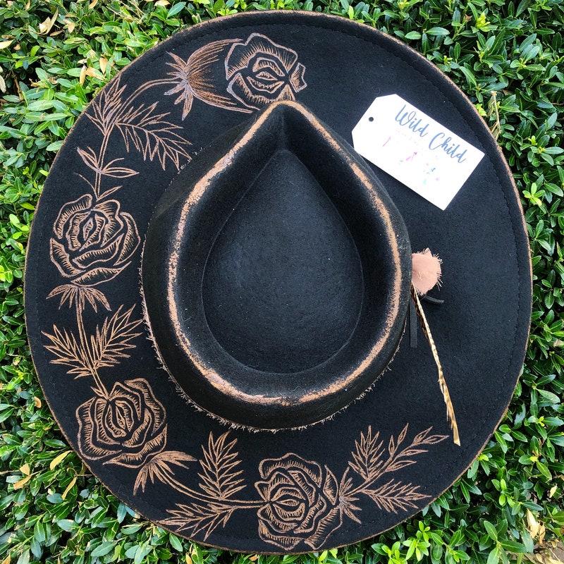 Black Burned Cowboy Hat - Etsy