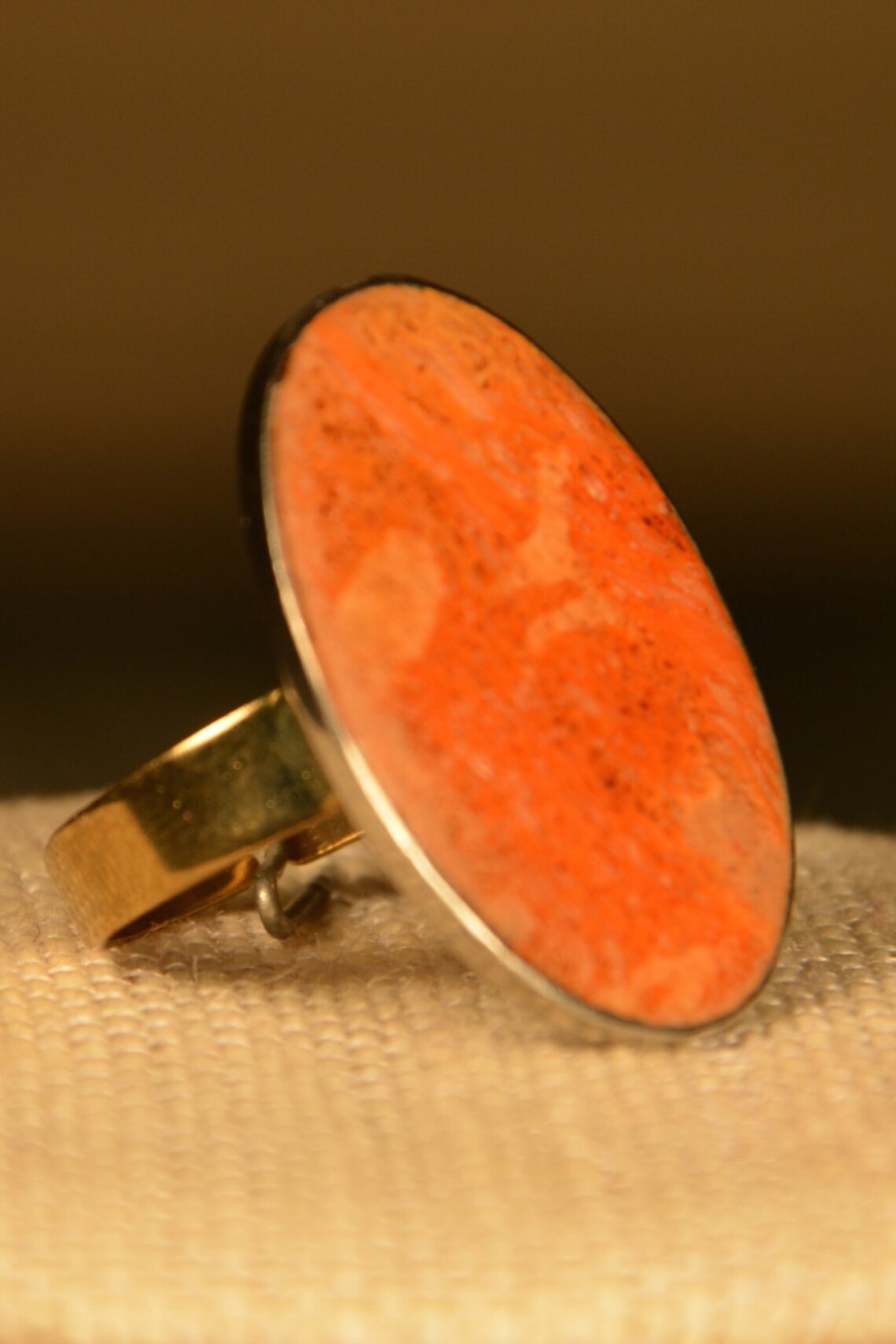 Ring- Orange Stone Handmade Ring With Vintage Elements for Men and ...