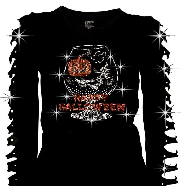 Rhinestone Halloween Shirt - Etsy