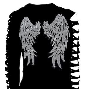 Rhinestone Angel Wings Women's Tops Shirts Bling Cute T-shirt New Trend ...