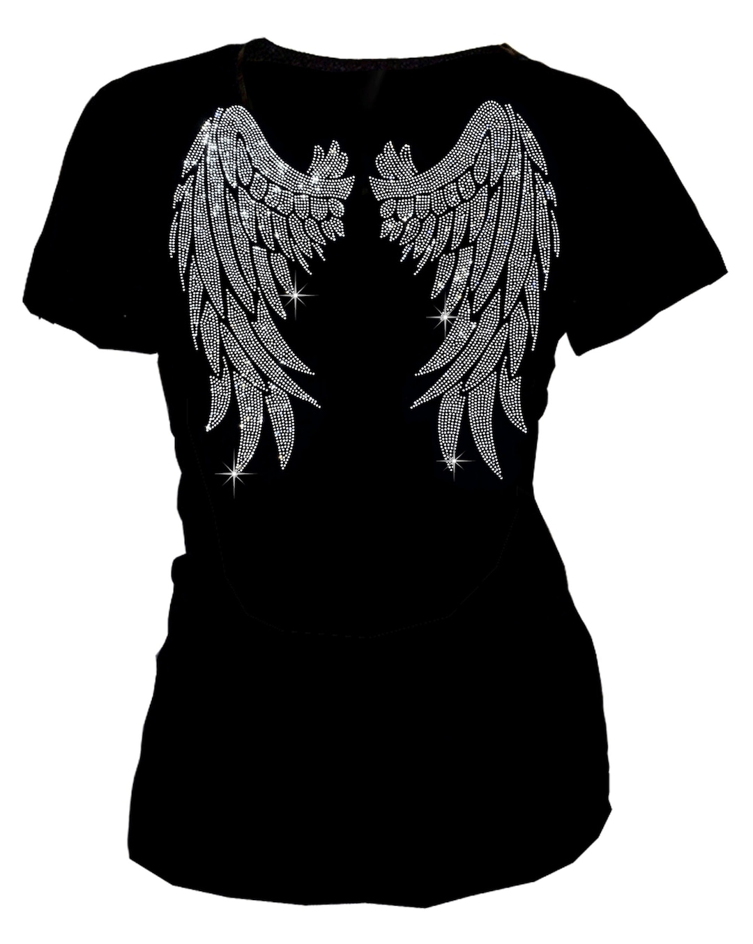 Rhinestone Angel Wings Women's Tops Shirts Bling Cute T-shirt New Trend ...