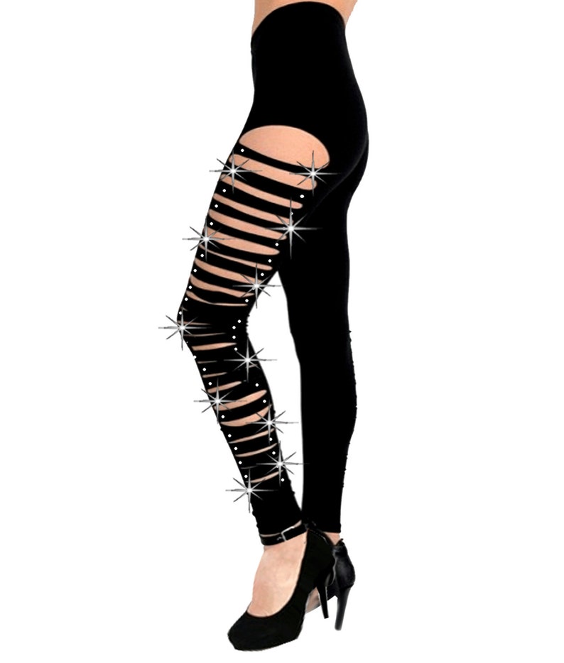Women Bling Bling Cotton Rhinestones Leggings Cut - Etsy