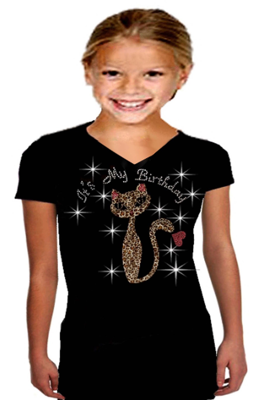 Womens Tops Shirts Bling Bling Its My Birthday Cheetah Long Cat Bling