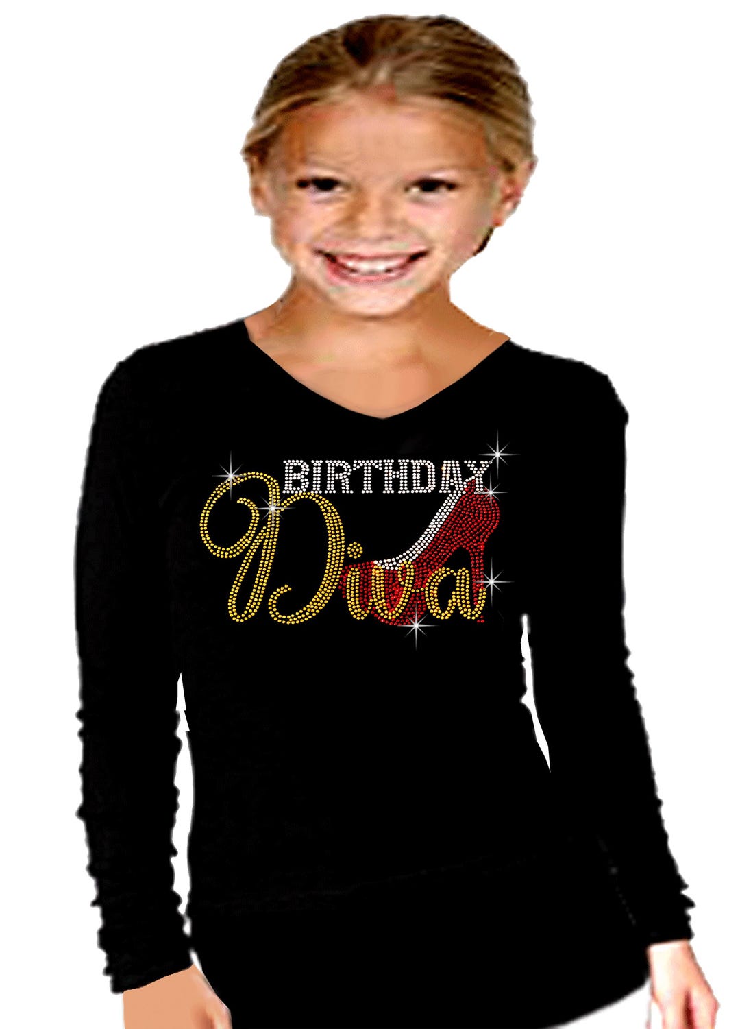 Bling Birthday GOLD Diva Shirt, so Cute ~ Girls Rhinestone B-day T ...