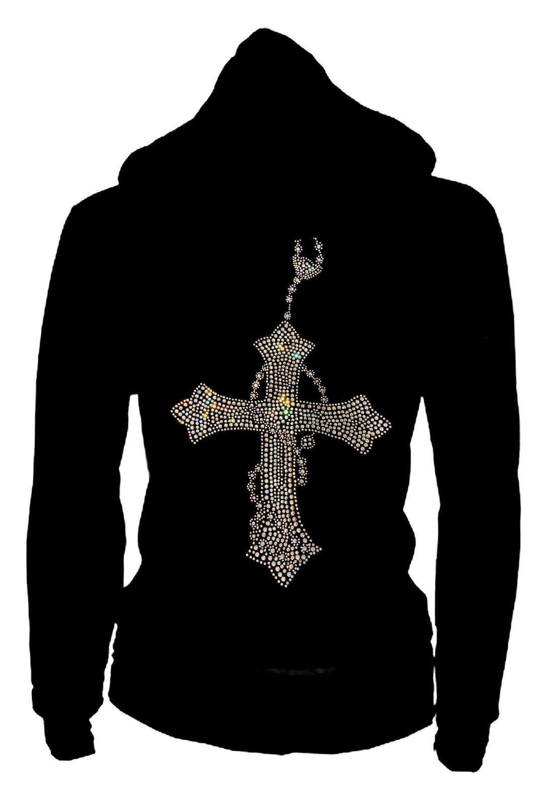 Rhinestone Cross Gothic Hoodie: Women's Bling Zip up Sweater - Etsy