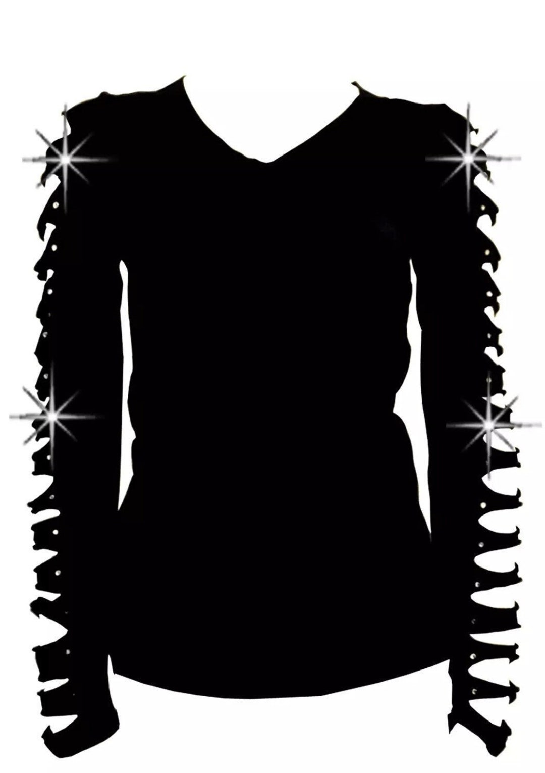 Rhinestone Ripped Cut Out Long Sleeves V-neck Cotton Blended T-shirt - Etsy