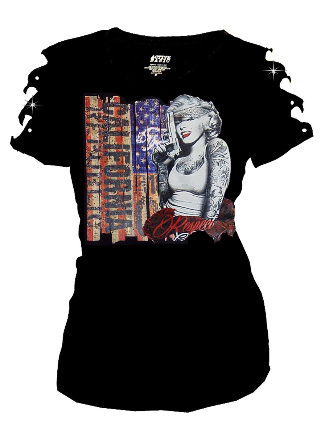 Marilyn Monroe With Flag T-shirt, Womens Funny Tops Shirts Bling ...