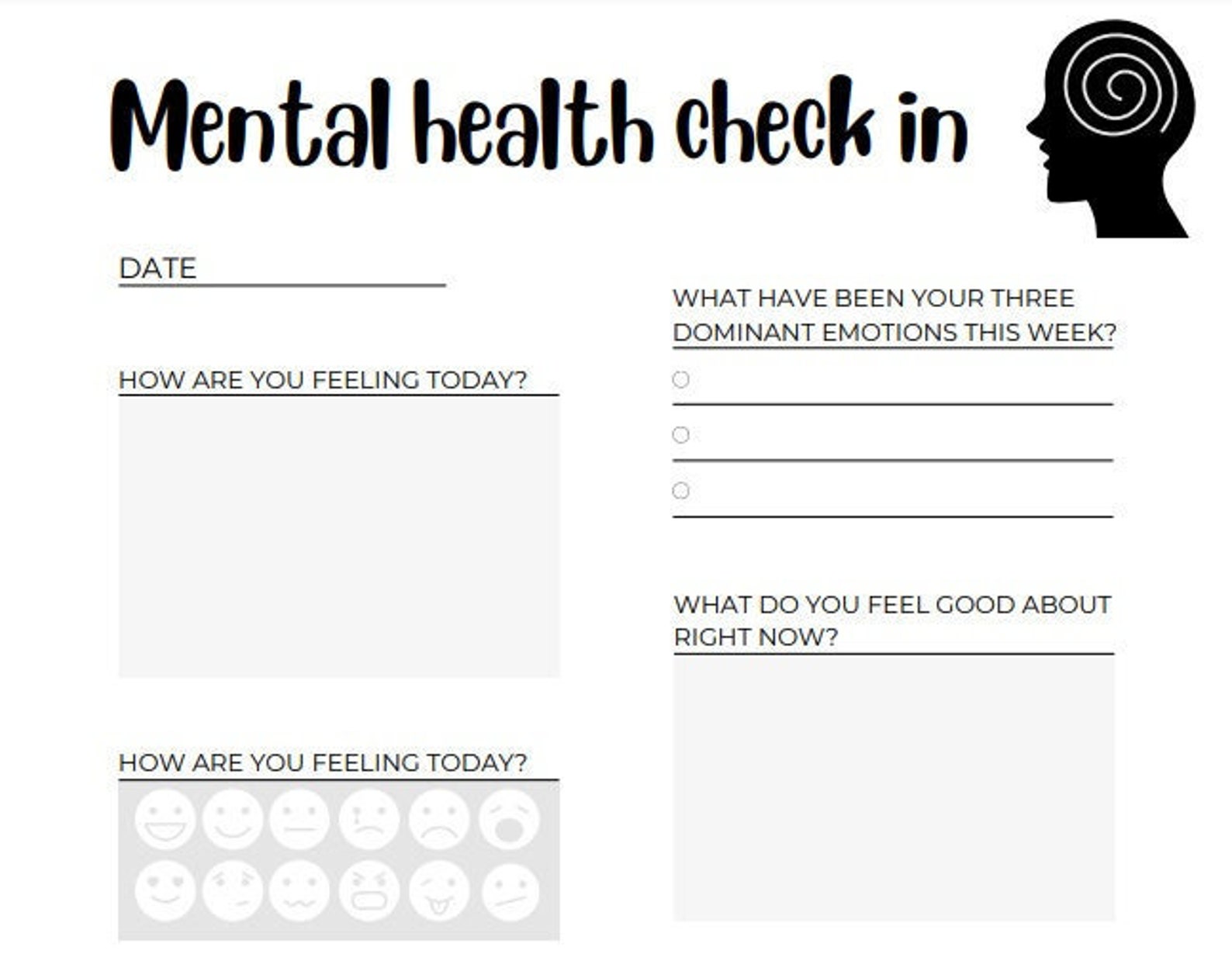 Mental Health Check In, Mental Health Planner, Digital Download ...