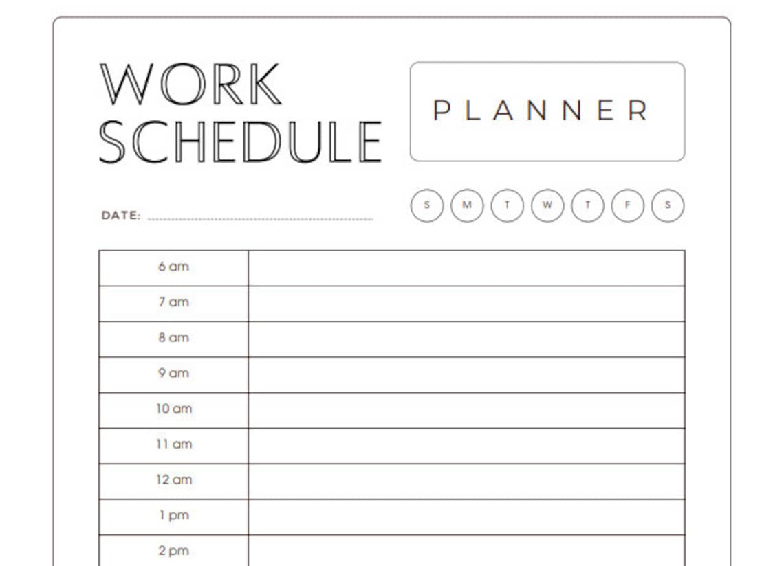 Simple Daily Work Schedule, Daily Work Schedule, Daily Planner, Daily ...
