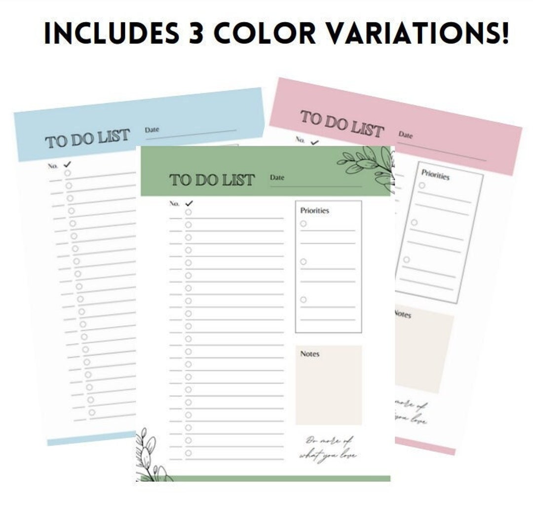 Simple Minimalist Daily to Do List, Digital Download, Instant Download ...