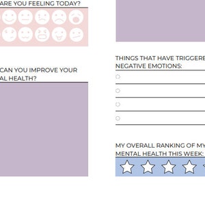 Mental Health Check In, Mental Health Planner, Digital Download ...