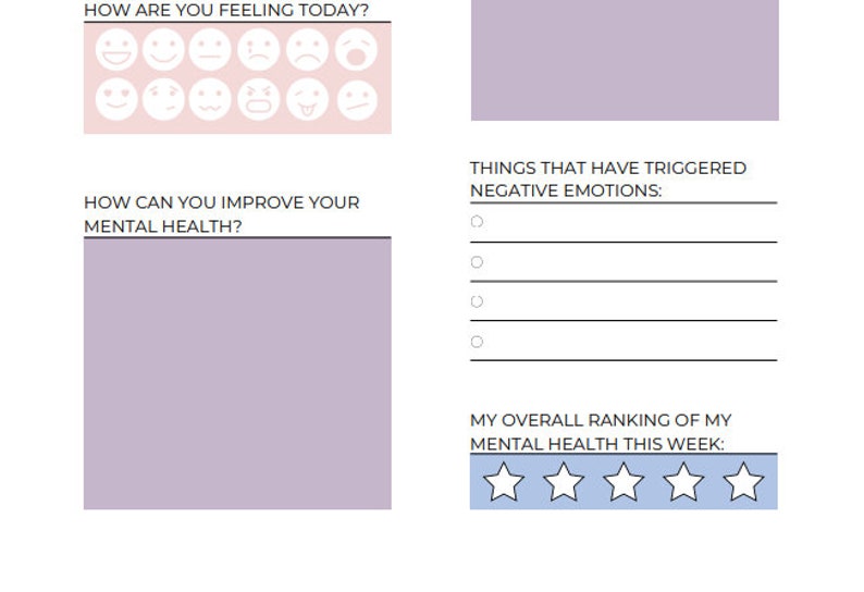 Mental Health Check In, Mental Health Planner, Digital Download ...