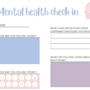 Mental Health Check In, Mental Health Planner, Digital Download ...