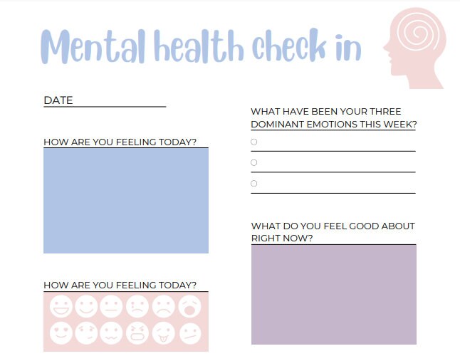Mental Health Check In, Mental Health Planner, Digital Download ...