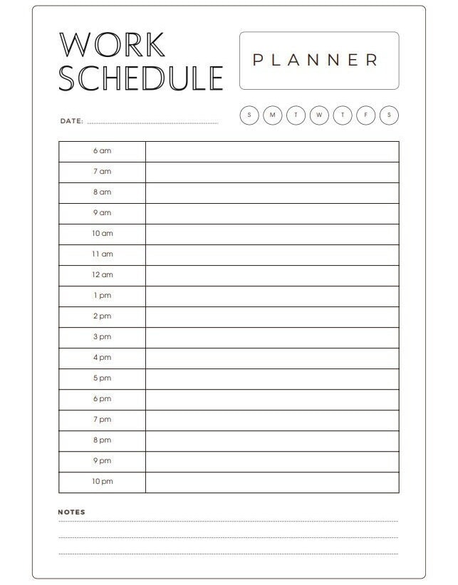 Simple Daily Work Schedule, Daily Work Schedule, Daily Planner, Daily ...