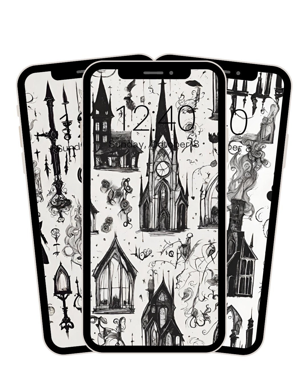 Gothic Doodle Phone Background, Gothic Doodle Phone Background, Doodle ...