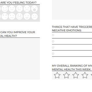 Mental Health Check In, Mental Health Planner, Digital Download ...