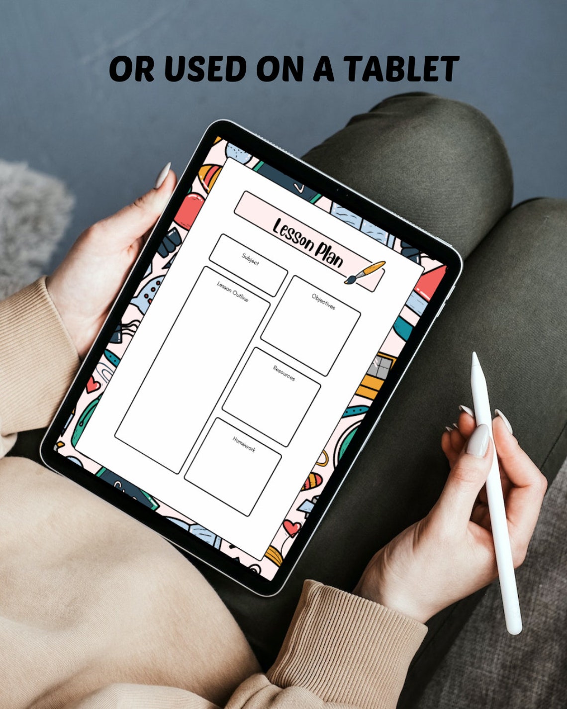 Teacher Planner, Academic Planner for Teachers, School Theme Doodles ...