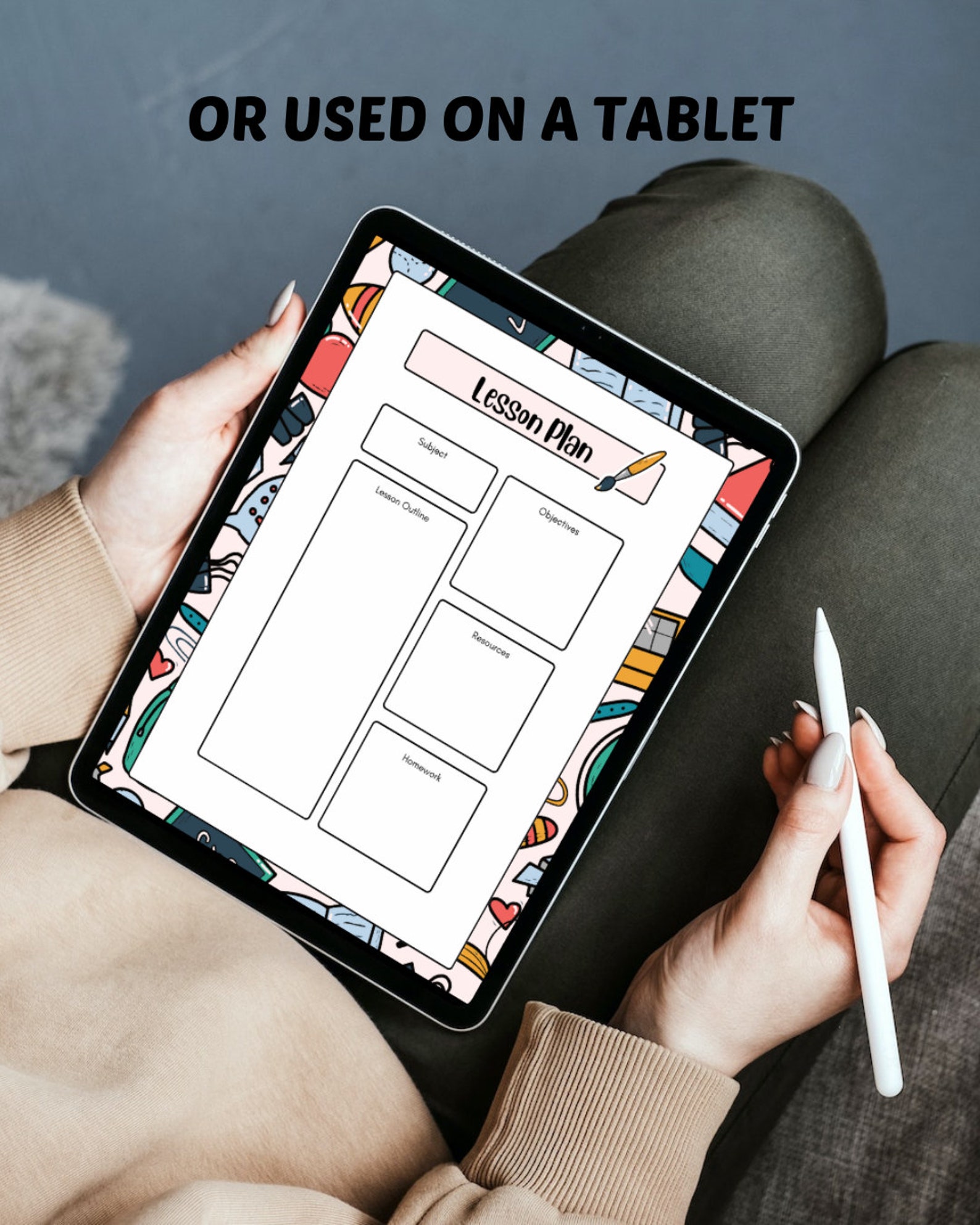 Teacher Planner, Academic Planner for Teachers, School Theme Doodles ...