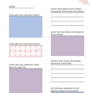 Mental Health Check In, Mental Health Planner, Digital Download ...