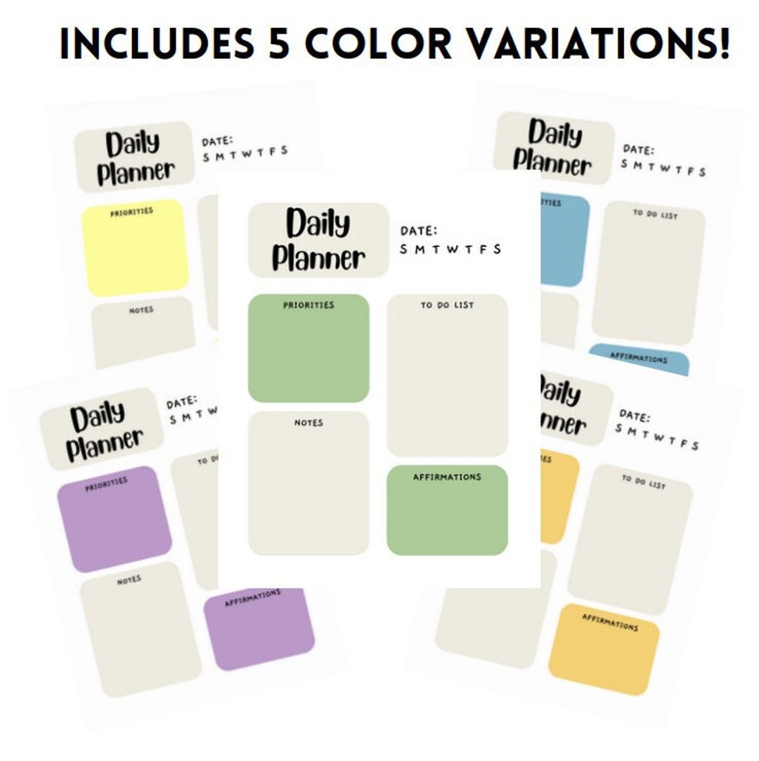 Rainbow Daily Planner Set, Rainbow Daily Planner, Daily Planner ...