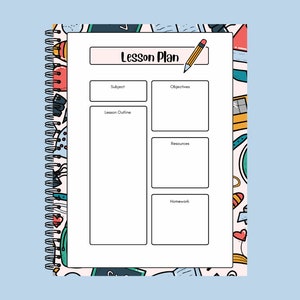 Teacher Planner, Academic Planner for Teachers, School Theme Doodles ...